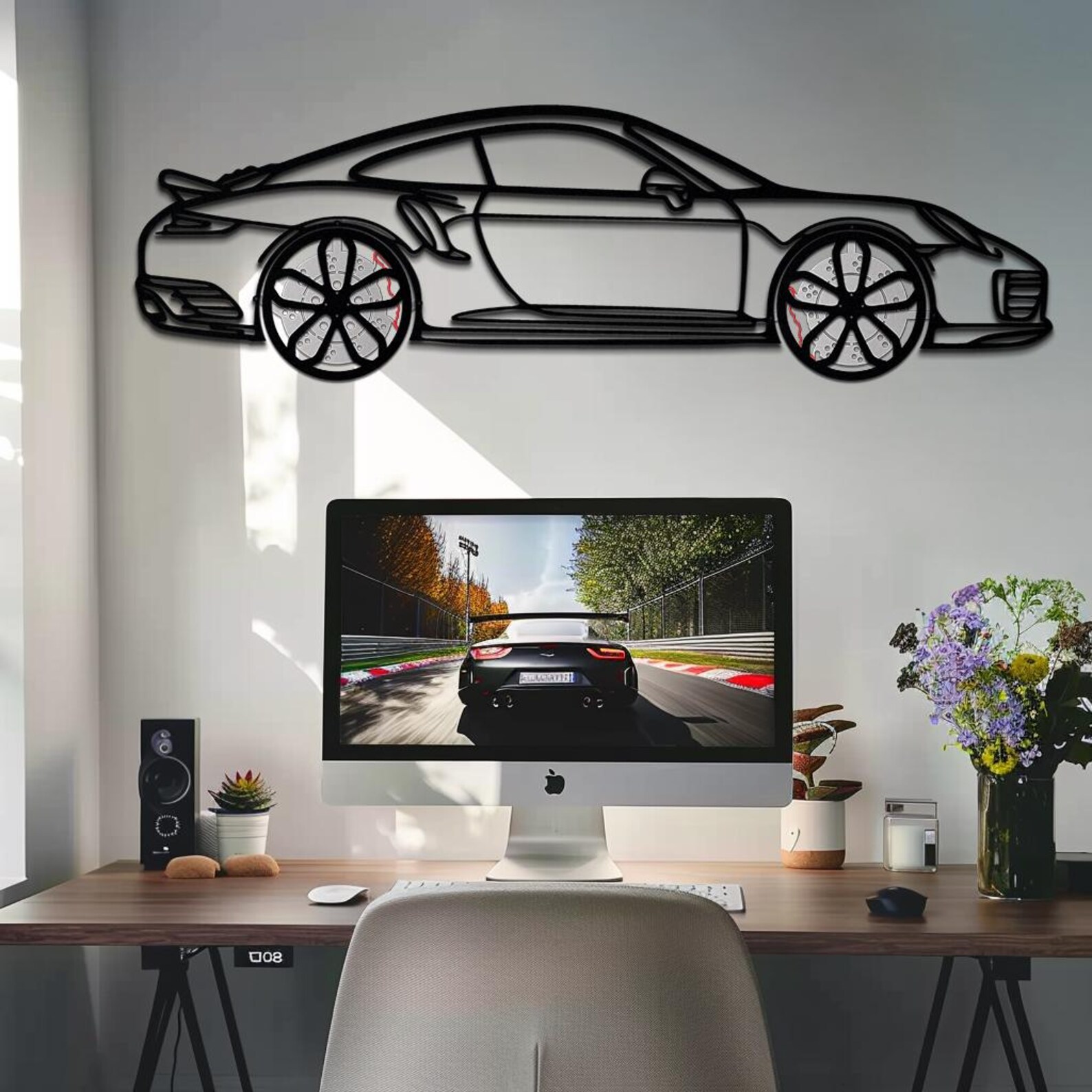 High-performance Sport Coupe Metal Wall Art – Rotating Wheel Automotive ...