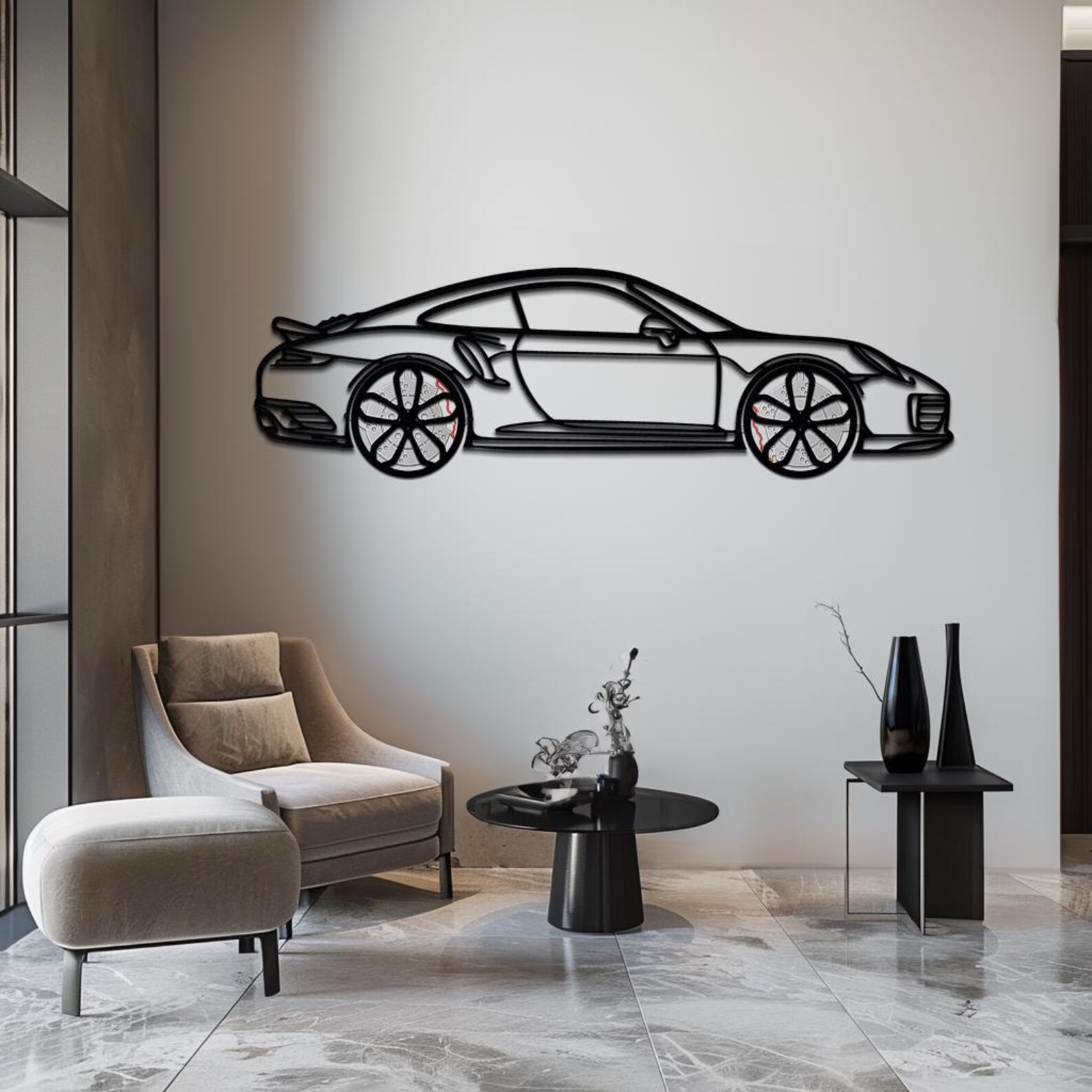 High-performance Sport Coupe Metal Wall Art – Rotating Wheel Automotive ...