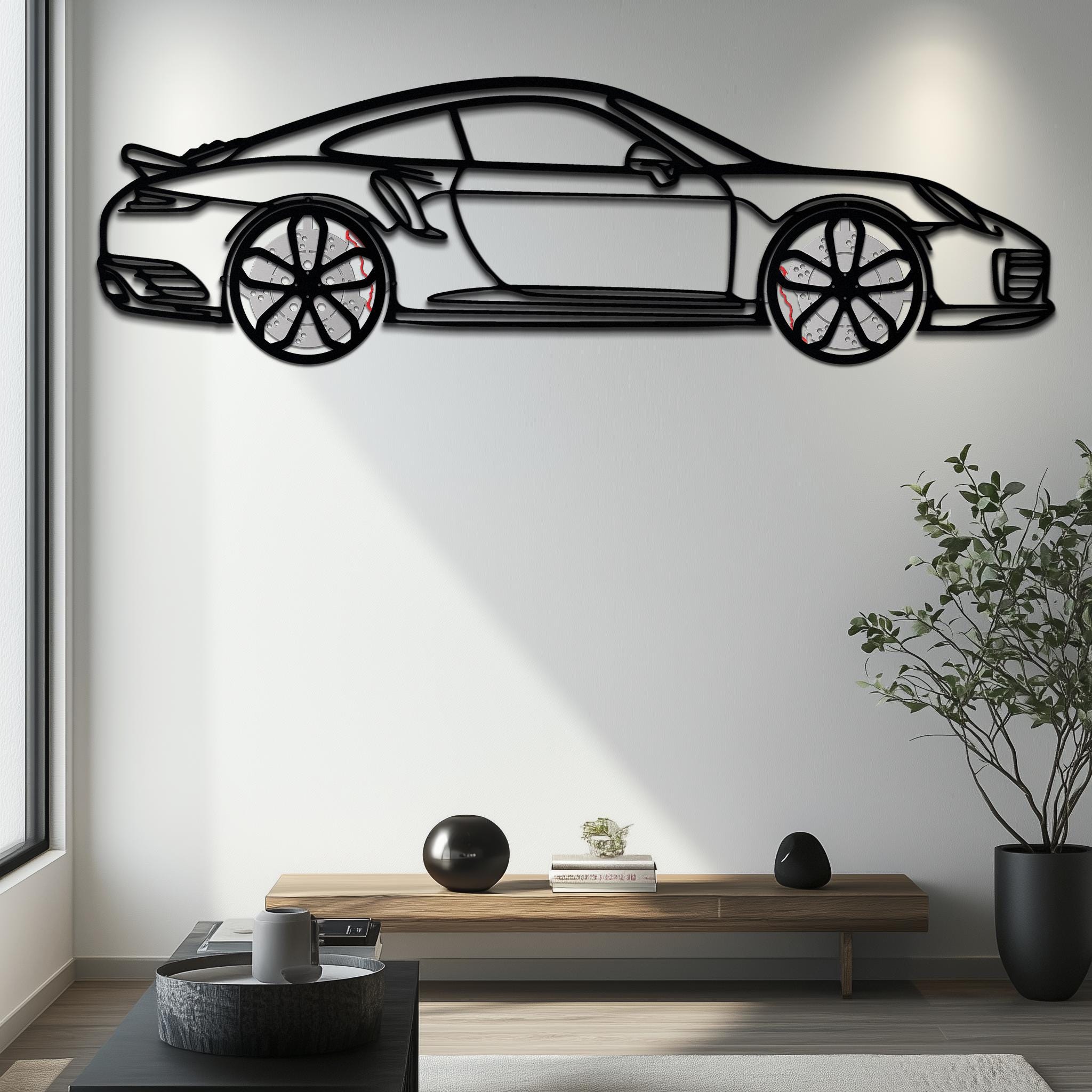 High-performance Sport Coupe Metal Wall Art – Rotating Wheel Automotive ...