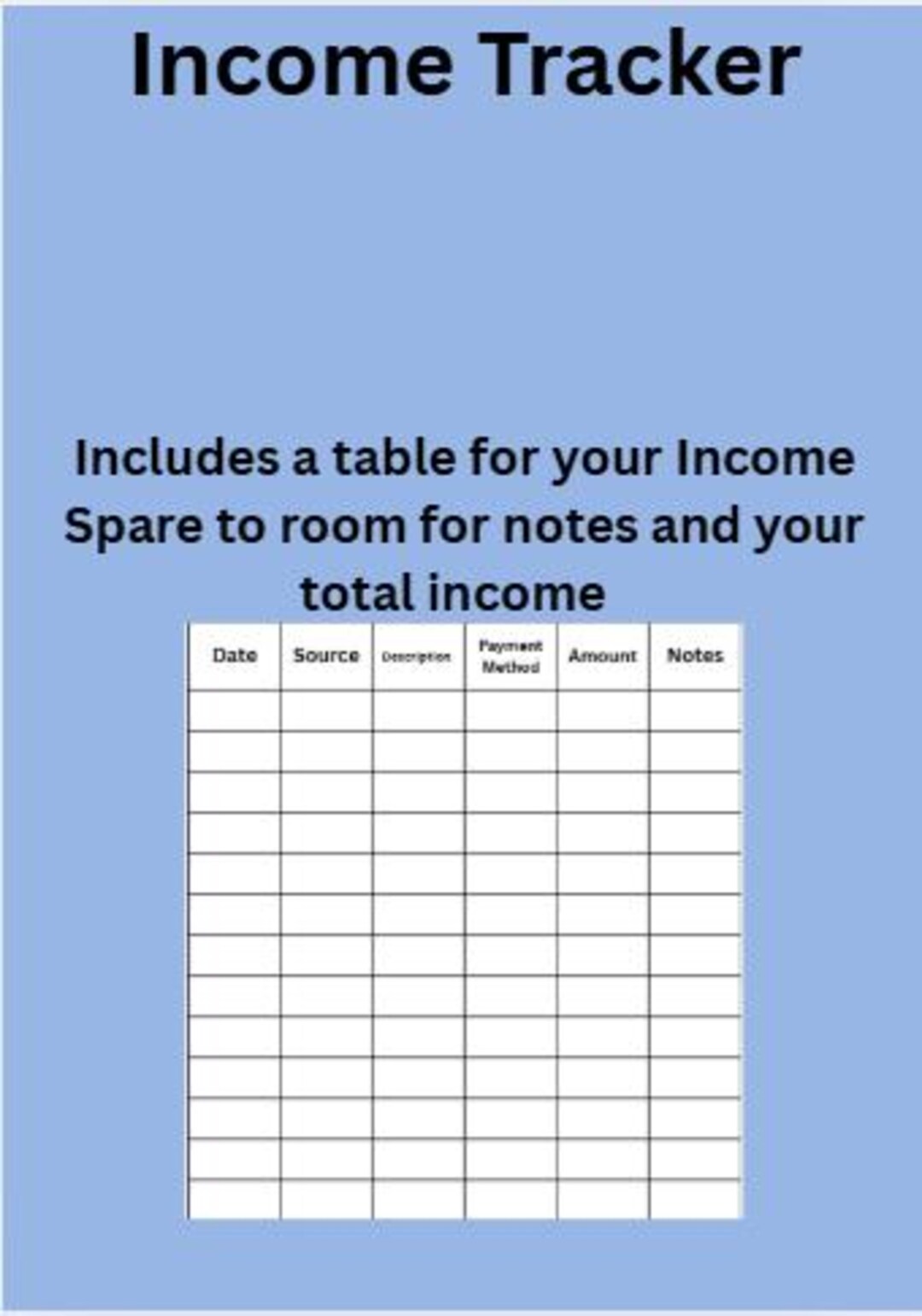 Income Tracker | Income Log Printable | Minimalist Finance Template - Etsy