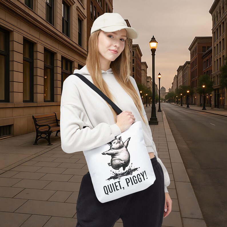 Quiet Piggy Meme Tote Bag | Anti Trump Satirical Shopper | POTUS Parody ...