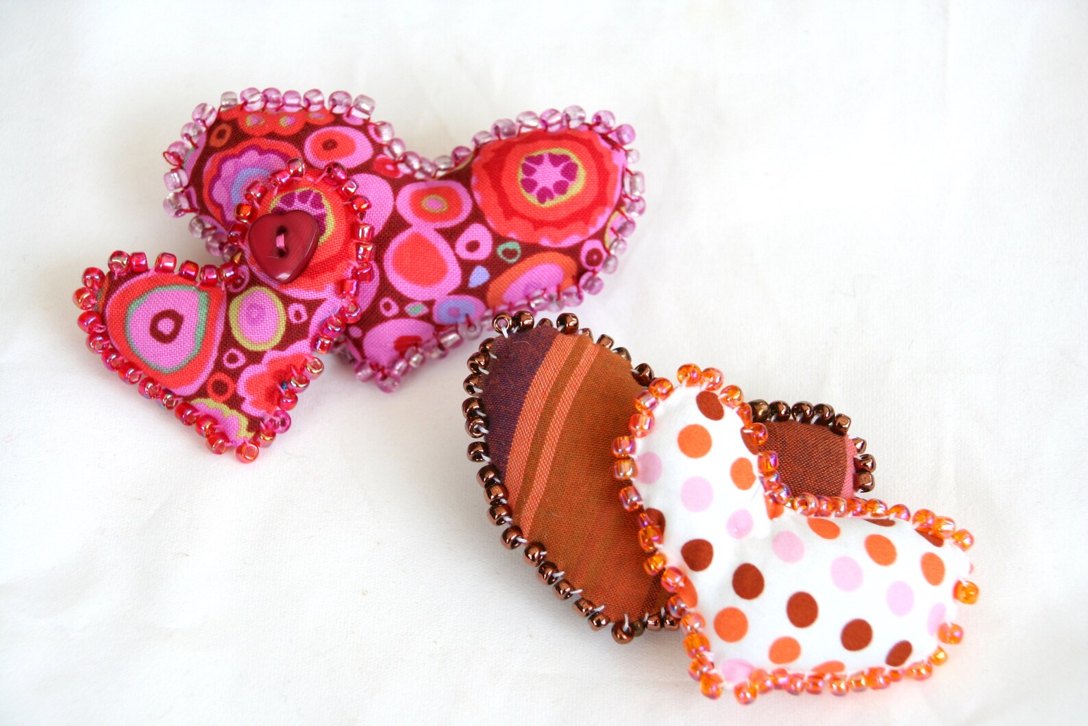 Fiber Art Double Heart Pin Valentines Day Pin Brooch Soft - Etsy