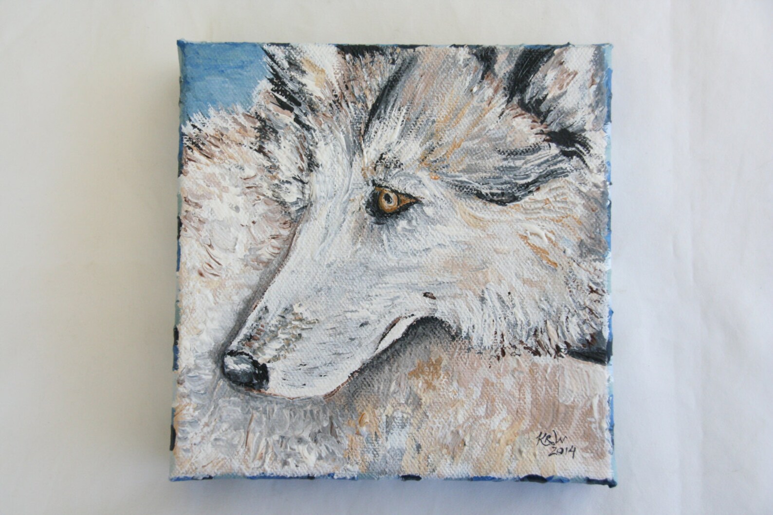 Original Acrylic Painting 6x6 Wolf Art, Timber Wolf Artwork, Mini ...