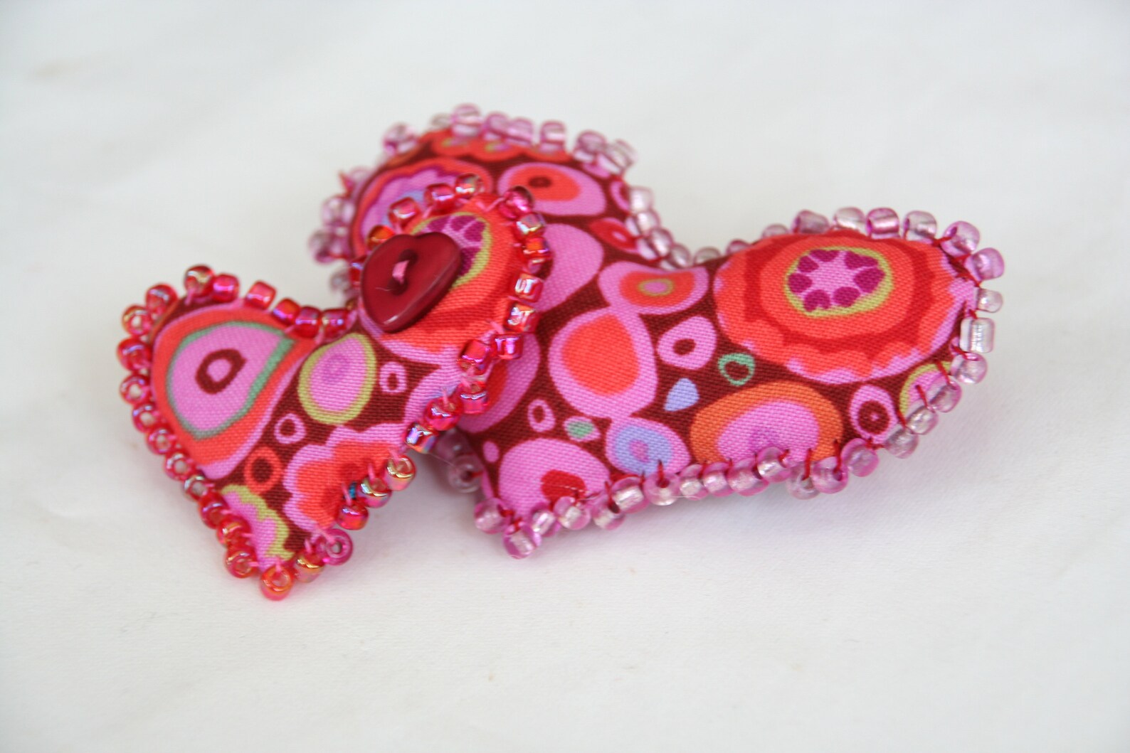Fiber Art Double Heart Pin, Valentines Day Pin Brooch, Soft Sculpture ...