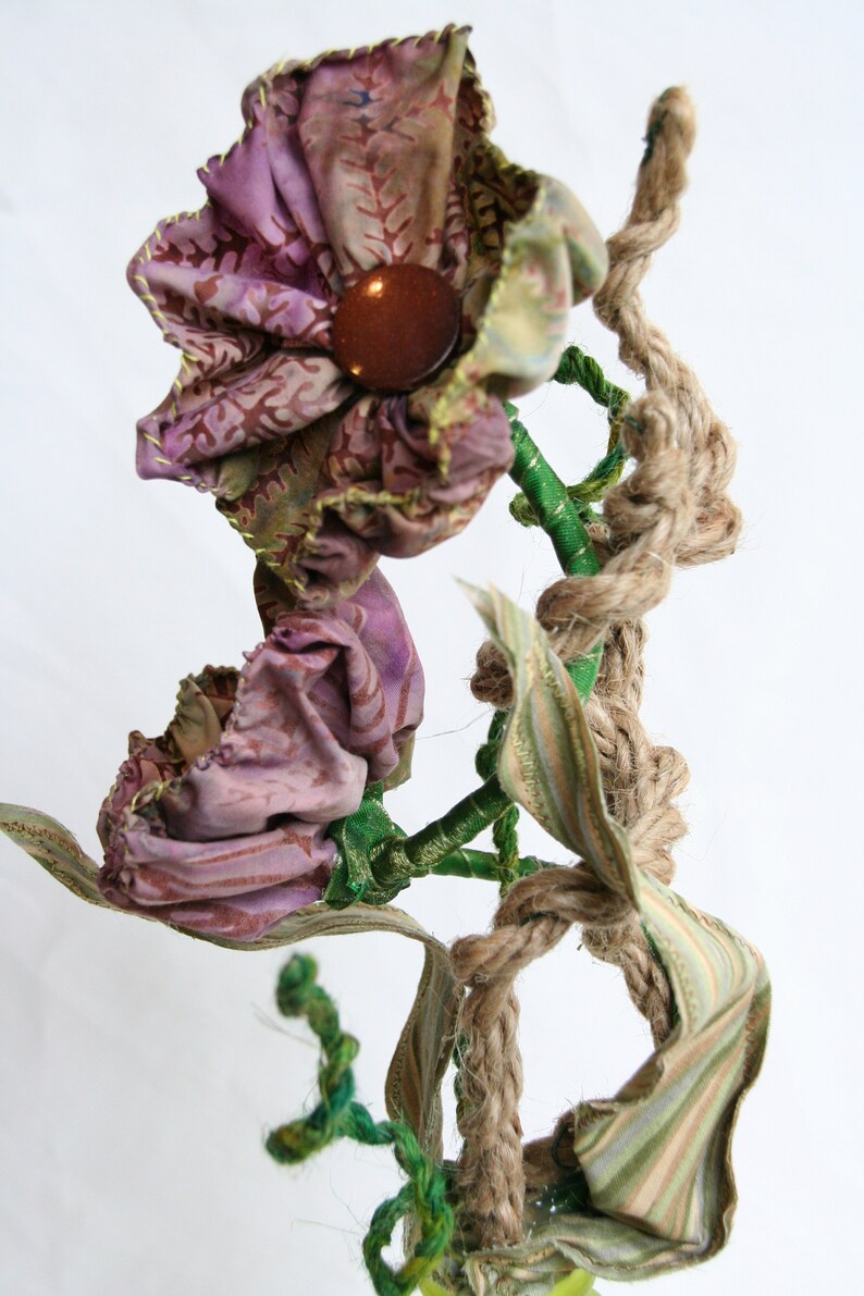 Fabric Flowers in Vase Eco Friendly Home Decor, Original Fiber Art ...