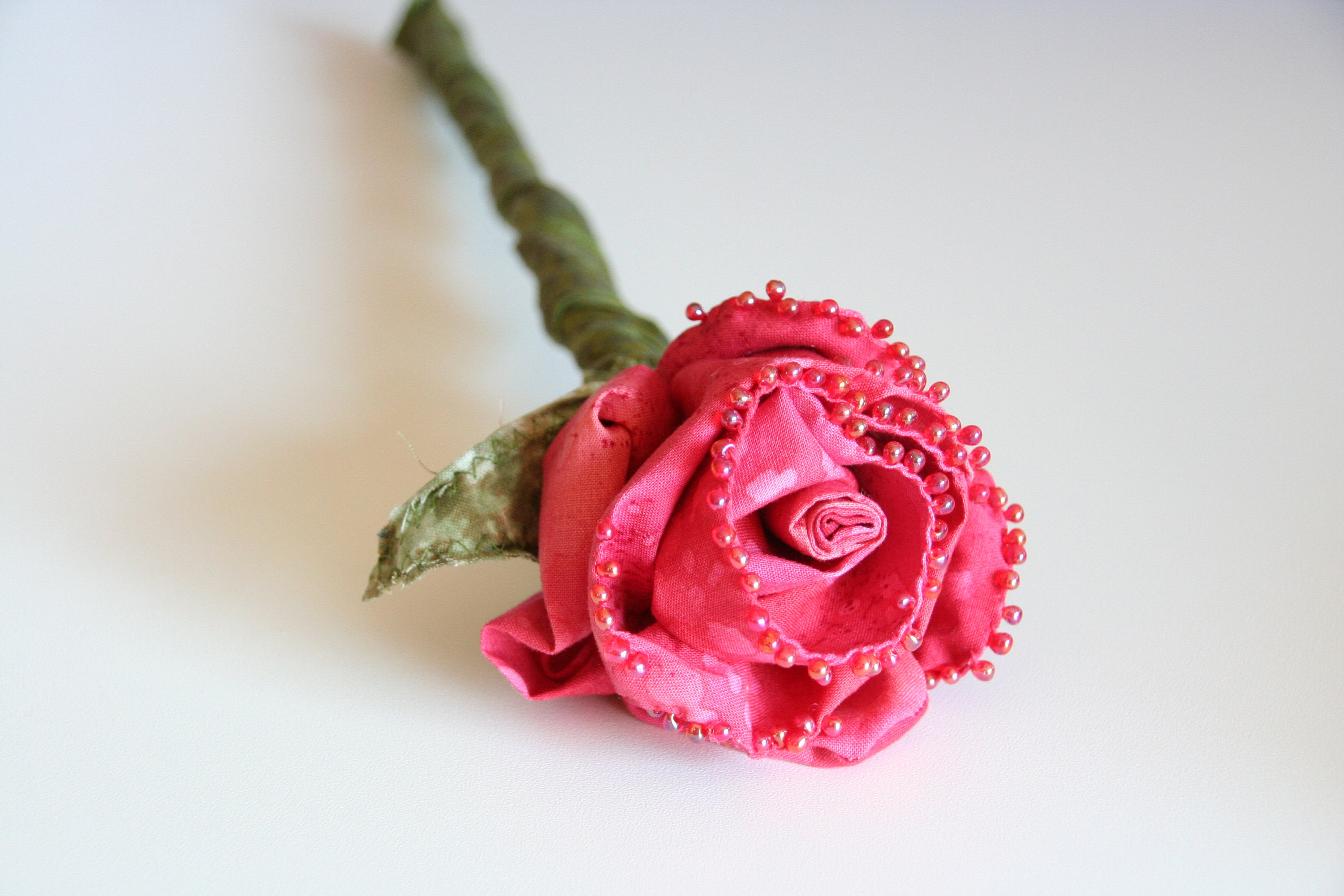 Everlasting Fabric Flower Fiber Art Sculpture Single Stem - Etsy