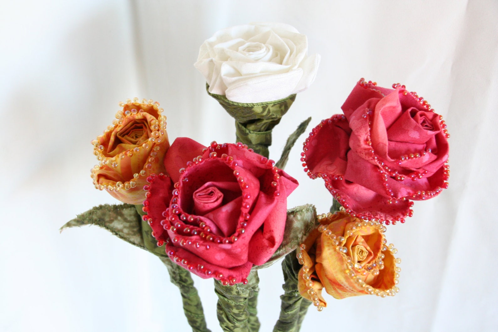 Everlasting Fabric Flower Fiber Art Sculpture Single Stem - Etsy