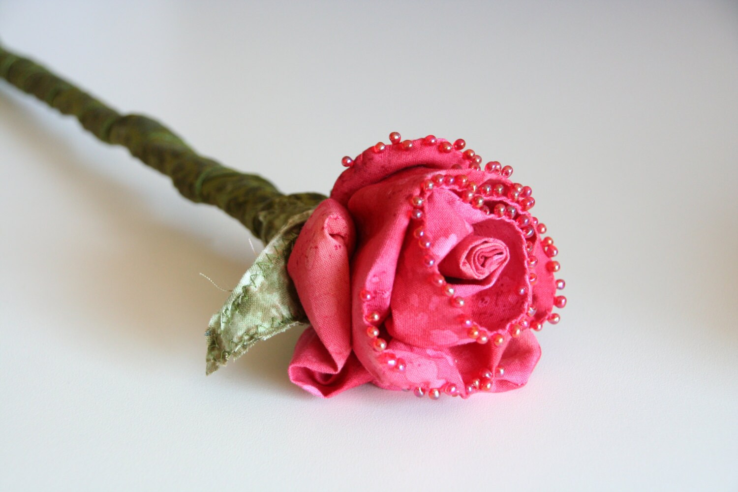 Everlasting Fabric Flower Fiber Art Sculpture Single Stem - Etsy