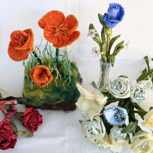 Fiber Art Flower Sculpture, Unique Home Decor, Wedding Centerpiece ...