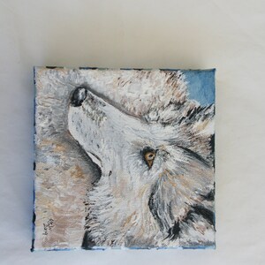 Original Acrylic Painting 6x6 Wolf Art, Timber Wolf Artwork, Mini ...