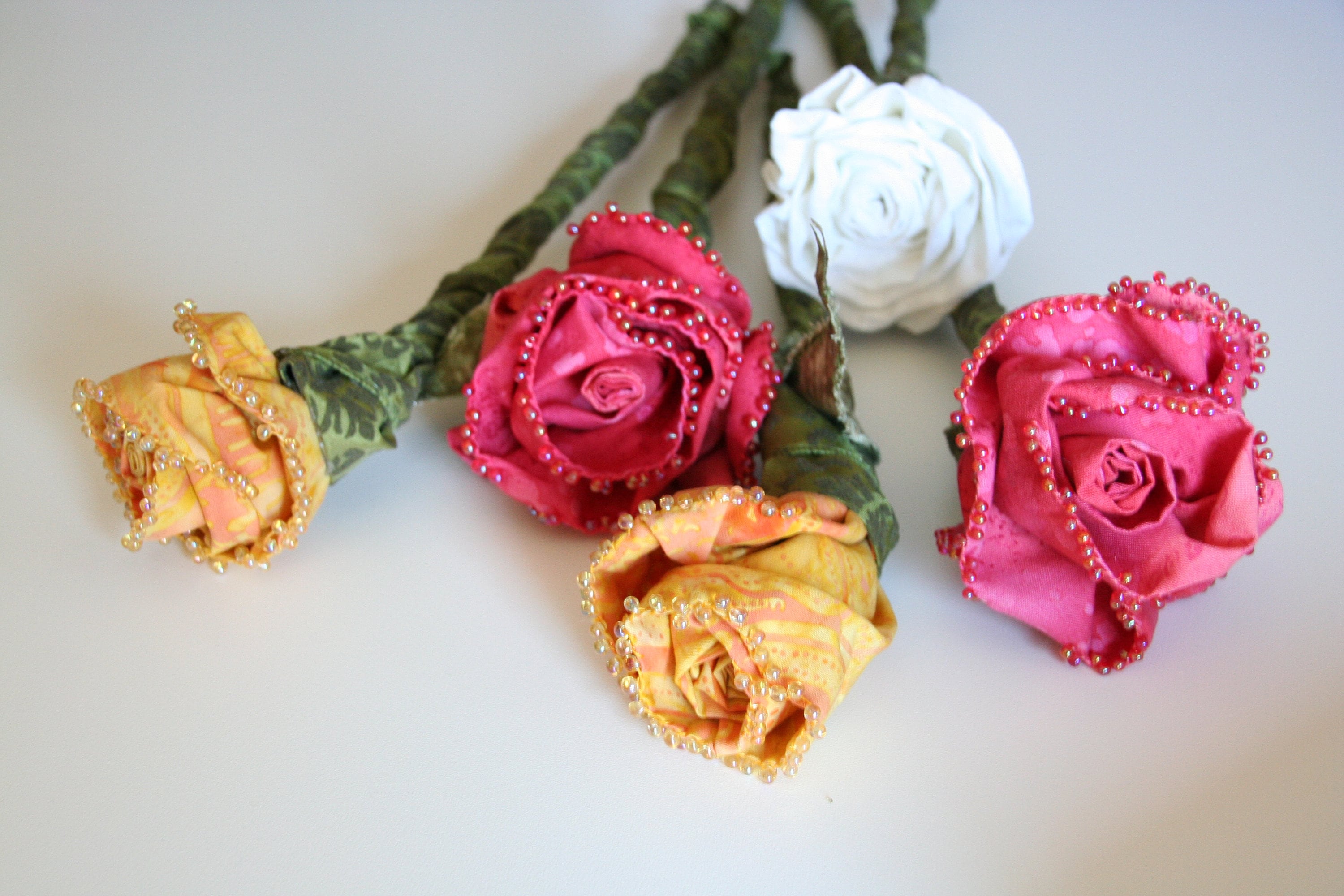 Everlasting Fabric Flower Fiber Art Sculpture Single Stem - Etsy