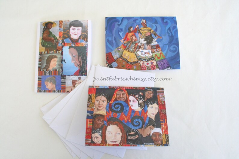 Note Card Set With Original Art, Women's March, Stationary Set, Girl ...