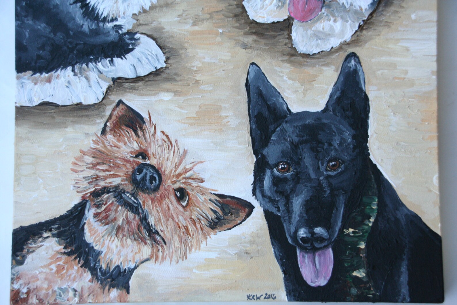 Custom Pet Portrait Acrylic Painting on Stretched Canvas, Gift for Pet ...