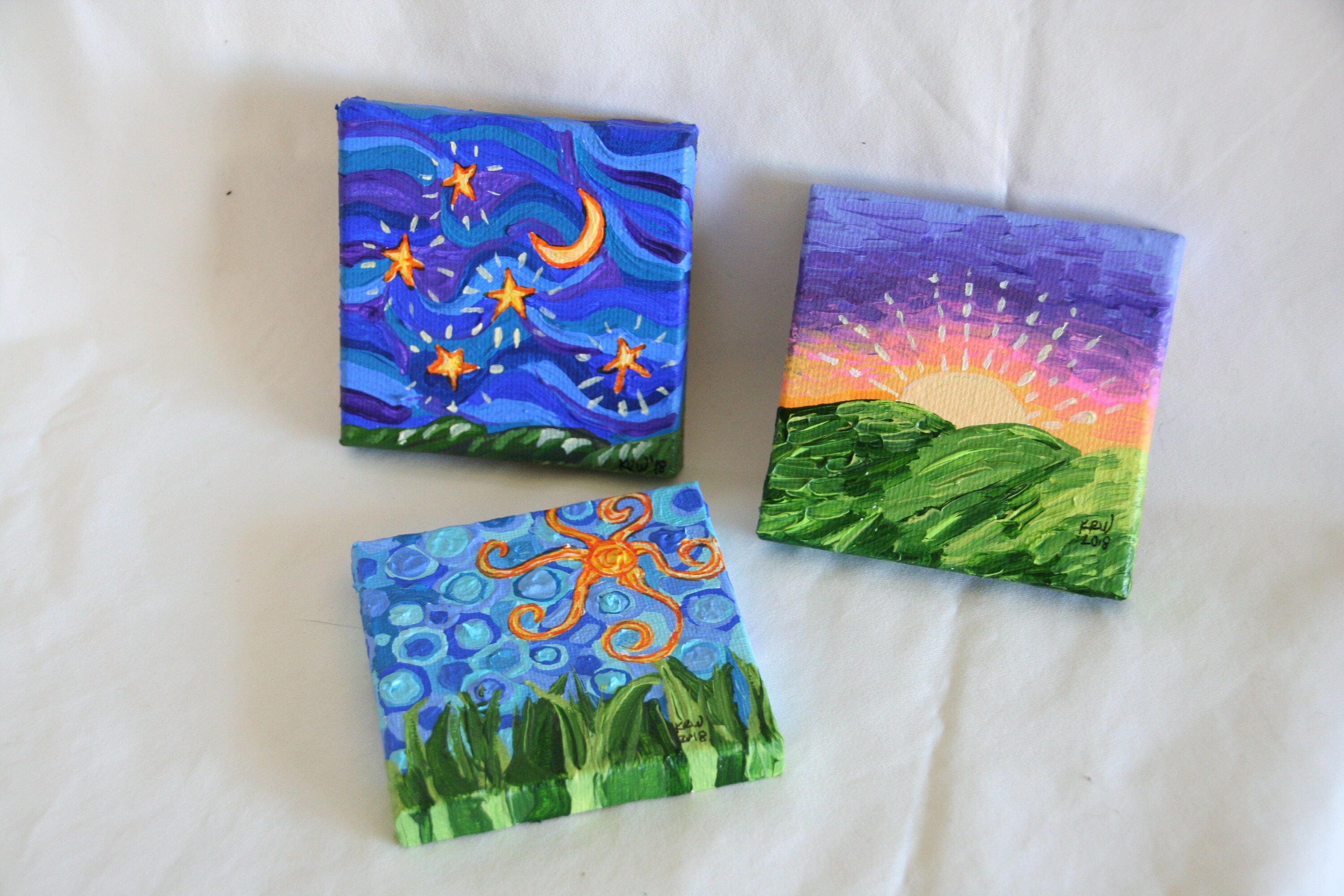 Small 4x4 Original Painting on Canvas Art for - Etsy