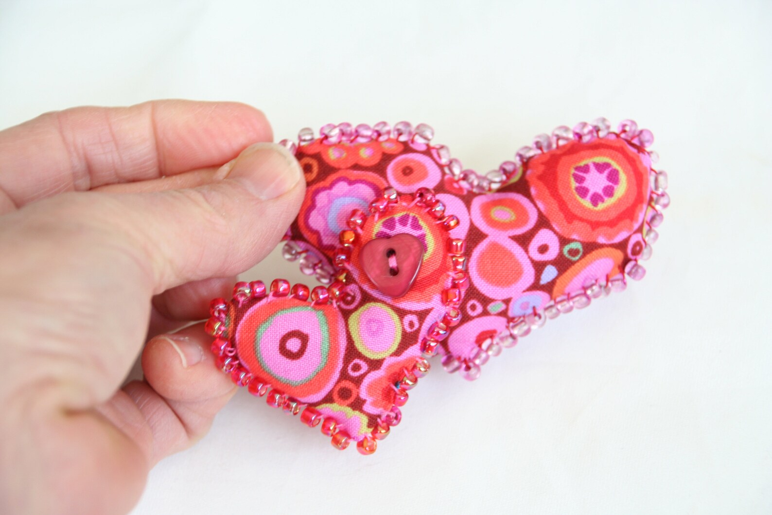 Fiber Art Double Heart Pin Valentines Day Pin Brooch Soft - Etsy