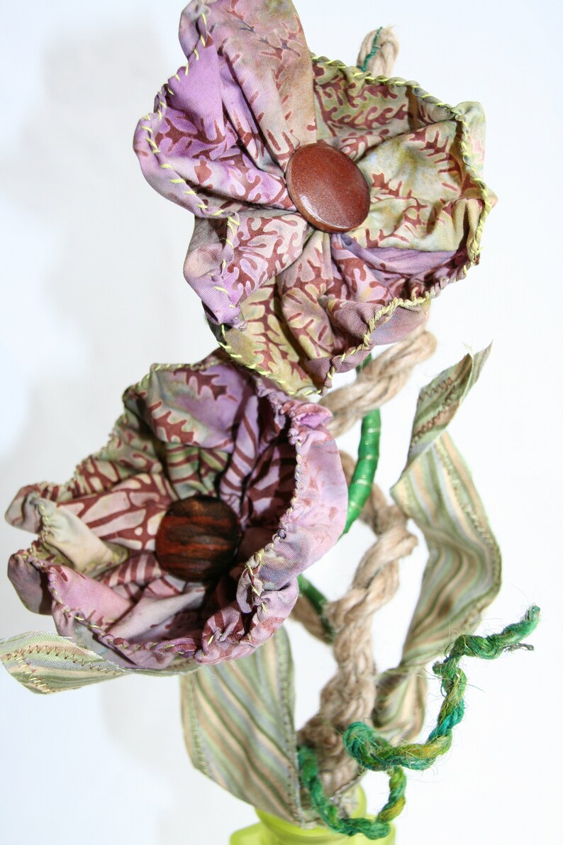 Fabric Flowers in Vase Eco Friendly Home Decor, Original Fiber Art ...