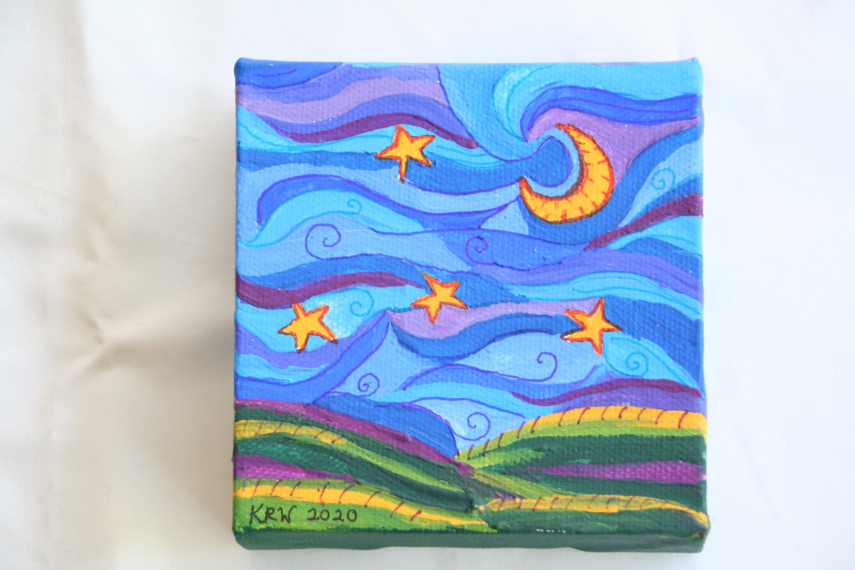 Small 4x4 Original Painting on Canvas, Art for Small Spaces, Acrylic ...