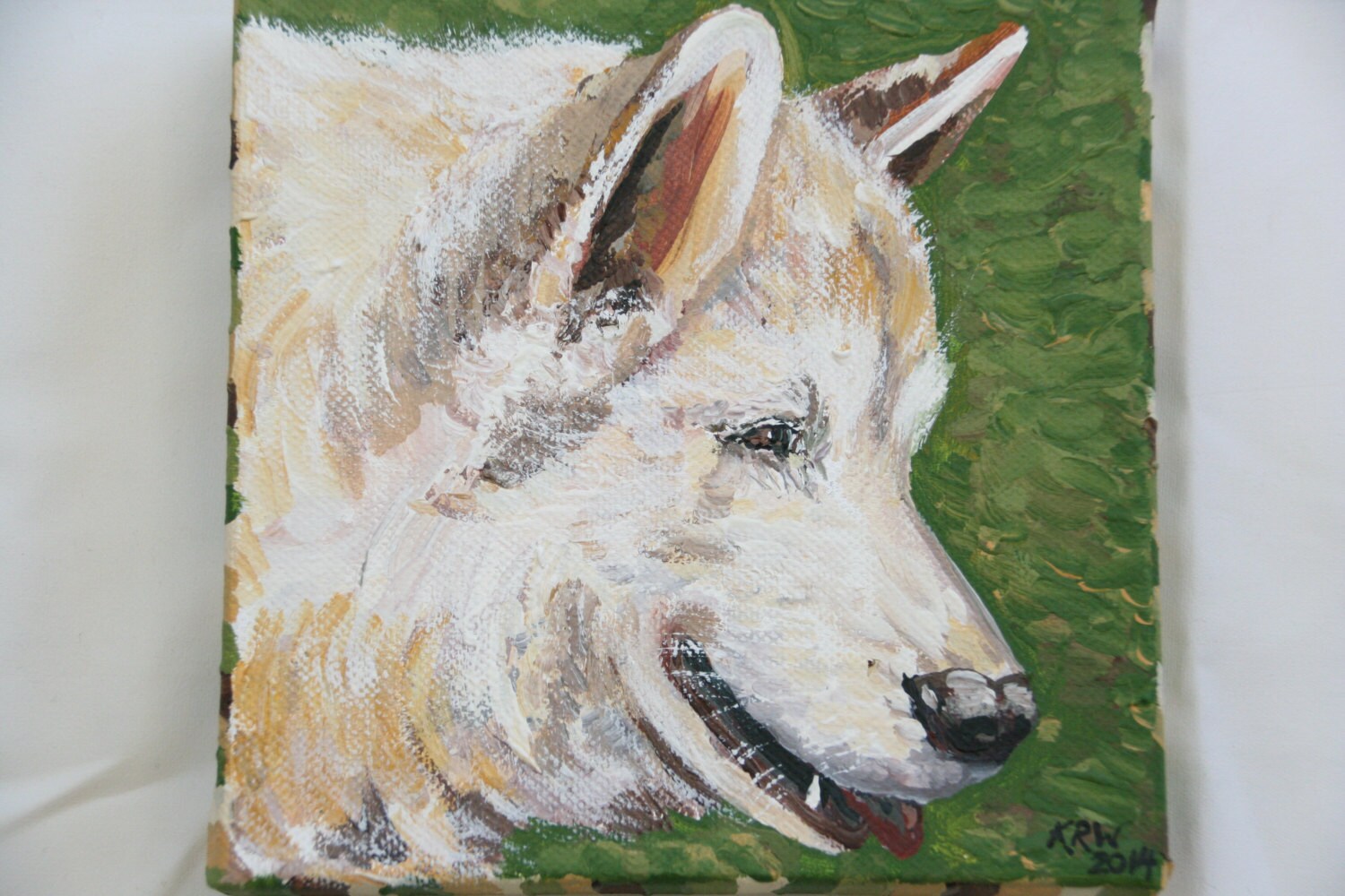 Original Acrylic Painting 6x6 Wolf Art, Timber Wolf Artwork, Mini ...