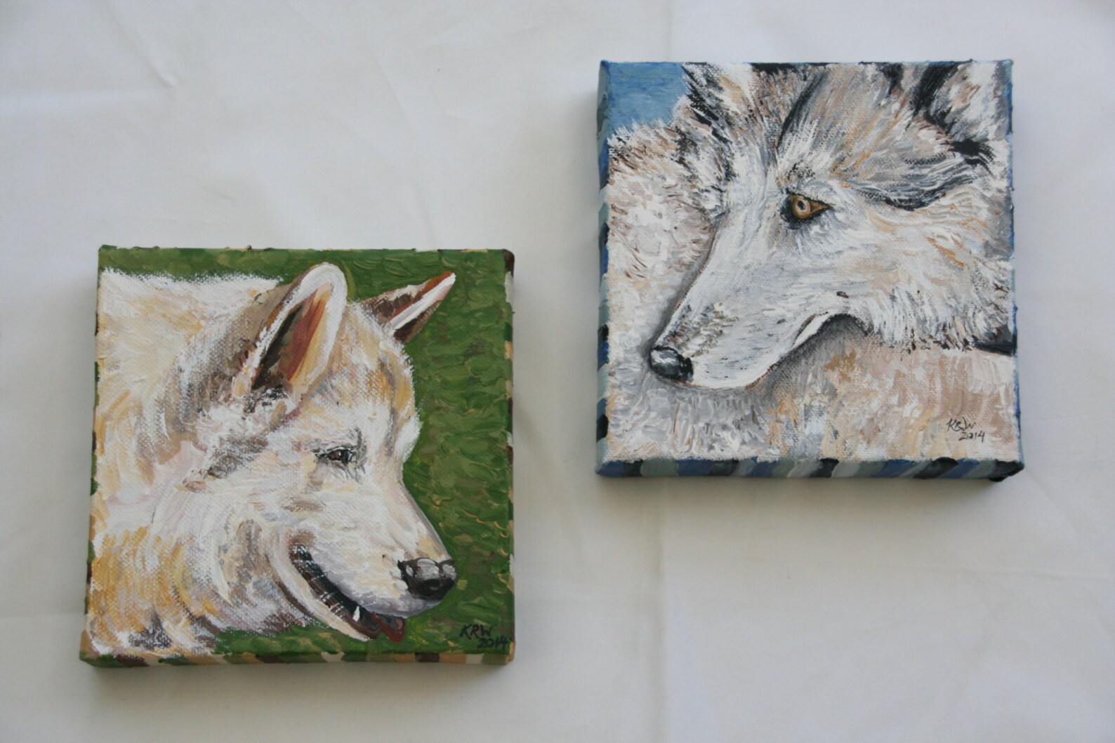 Original Acrylic Painting 6x6 Wolf Art Timber Wolf Artwork - Etsy