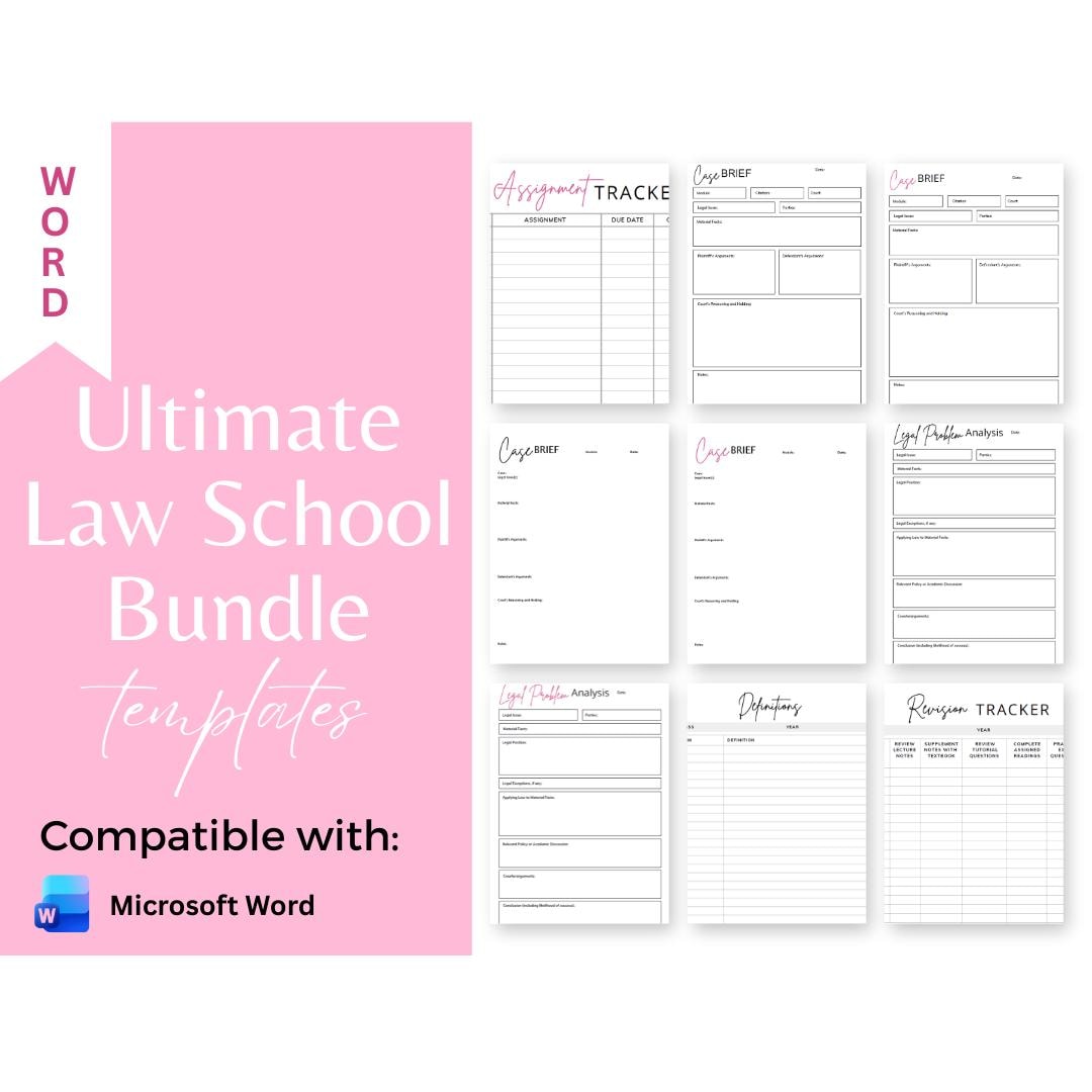 Law School Study Template Bundle | Microsoft Word Compatible - Etsy