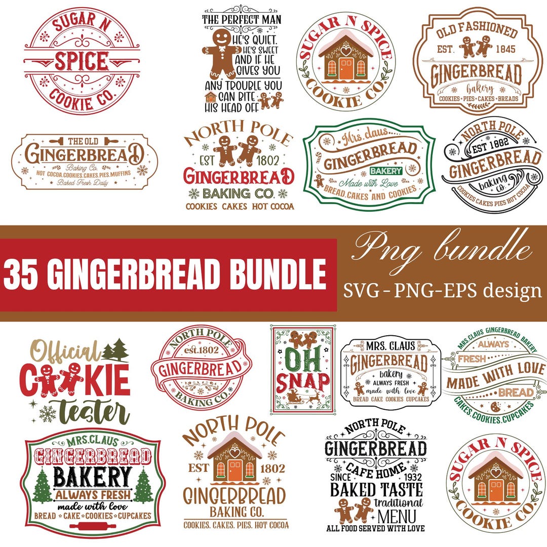 Gingerbread SVG, Digital Download, Gingerbread Png Bundle, Gingerbread ...