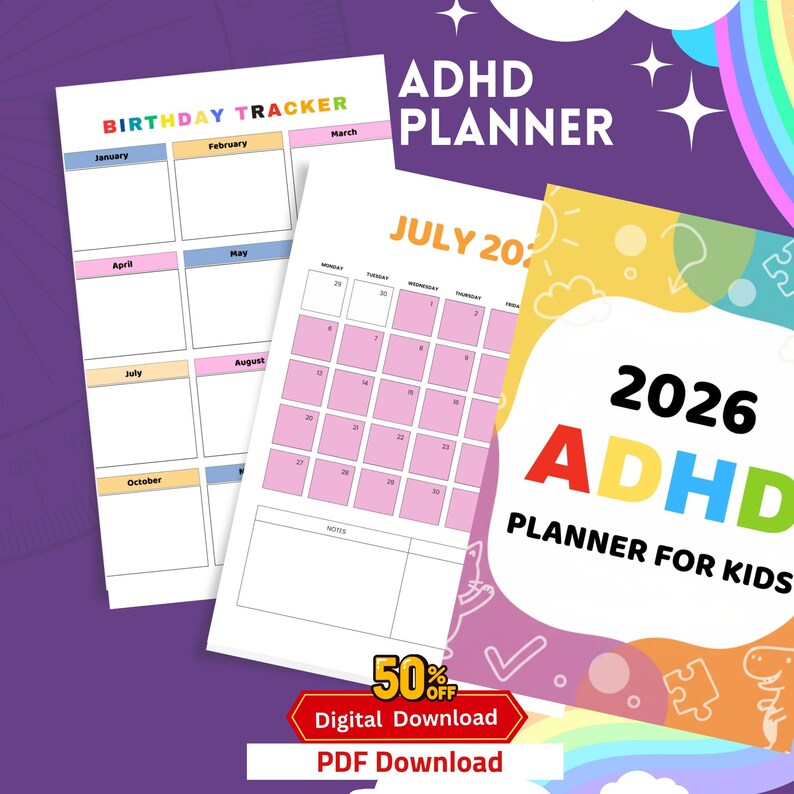 2026 Editable ADHD Planner for Kids Canva Template | Daily Weekly ...
