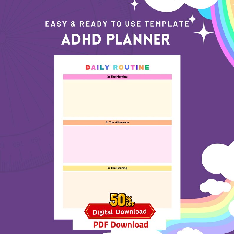 2026 Editable ADHD Planner for Kids Canva Template | Daily Weekly ...