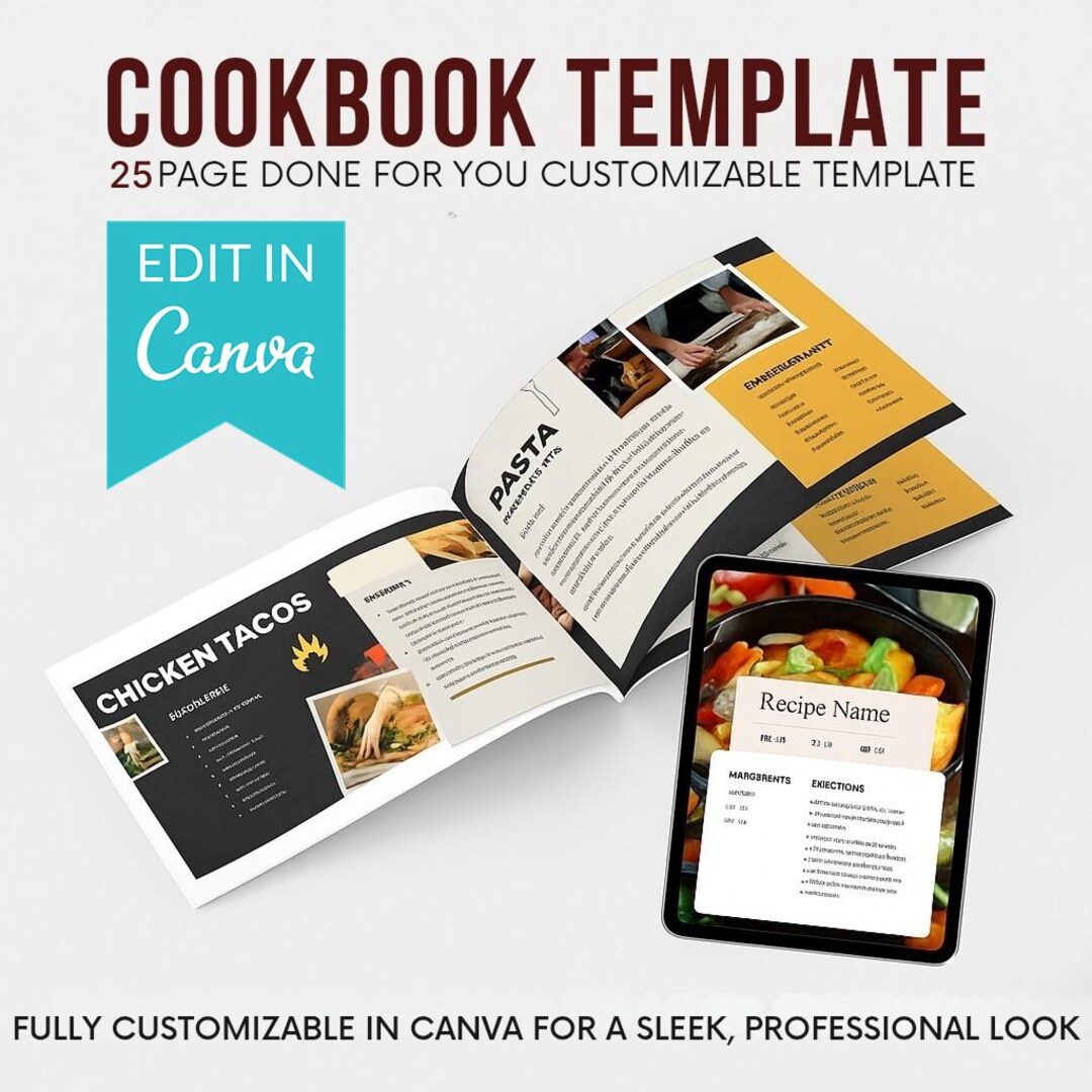 Editable Cookbook Template, Canva Recipe Book (digital Download) - Etsy