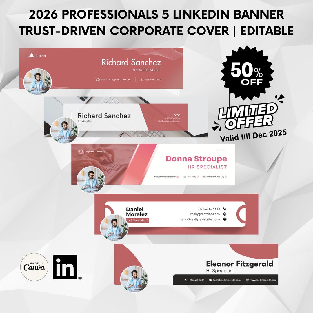 HR Manager Recruiter Linkedin Banner Template | 5 Instant Editable ...