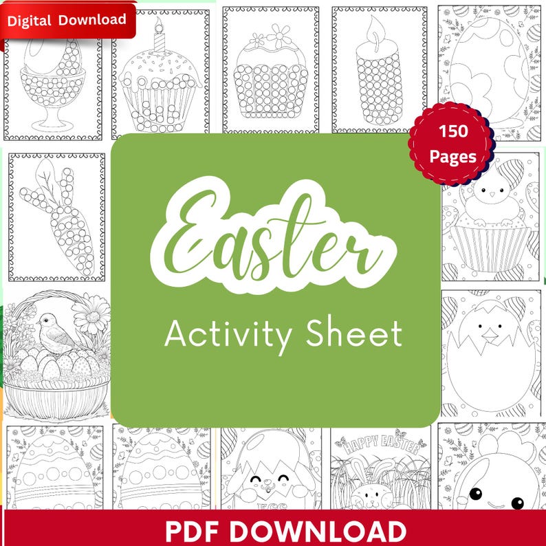 Easter Activity Book for Kids – 150 Pages Coloring, Drawing, Puzzles ...