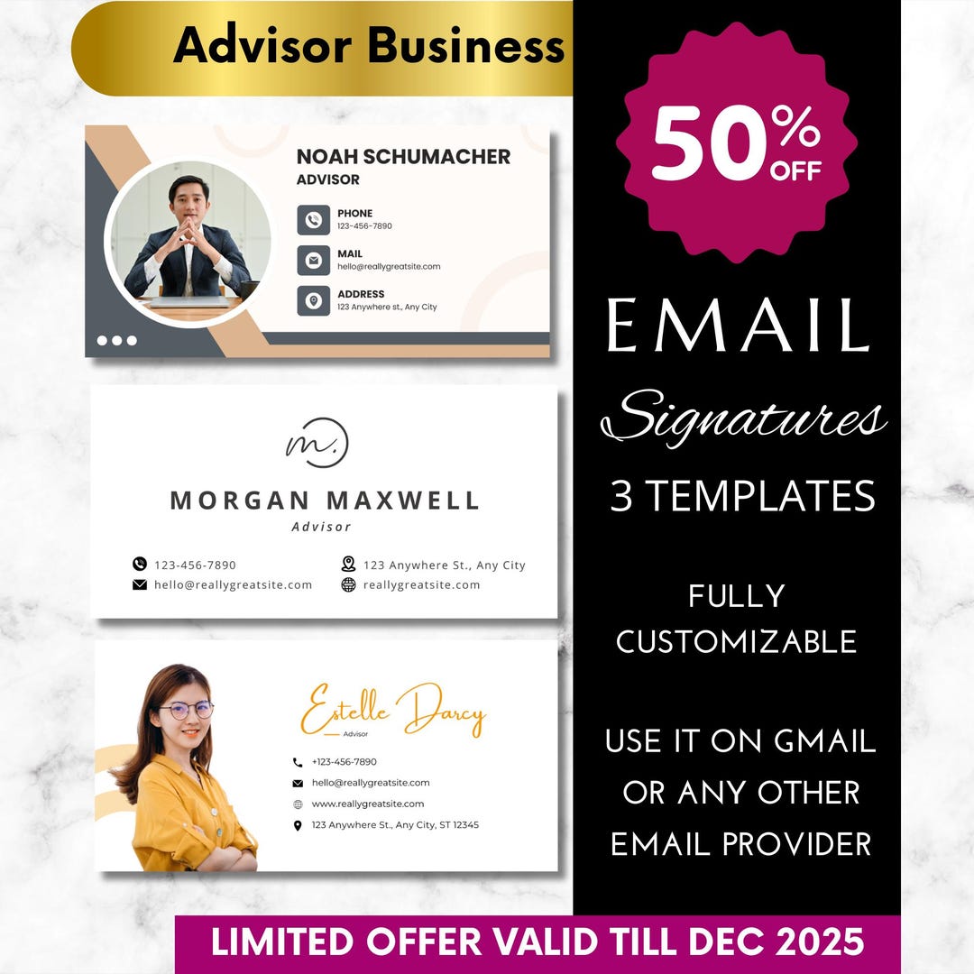Professional Advisor Custom Email Signature 2026 Template | Canva ...