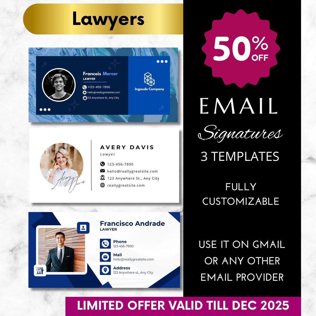 Legal Professional Email Signature Bundle, Advocate Email Signature ...