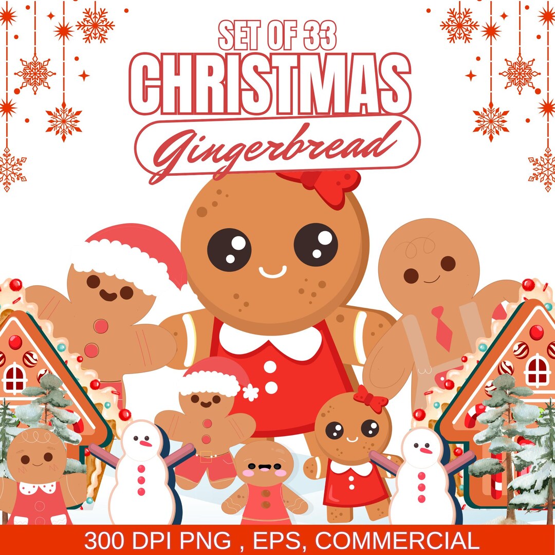 Christmas Gingerbread Man Clipart Bundle, Holiday Baking PNG EPS - Etsy