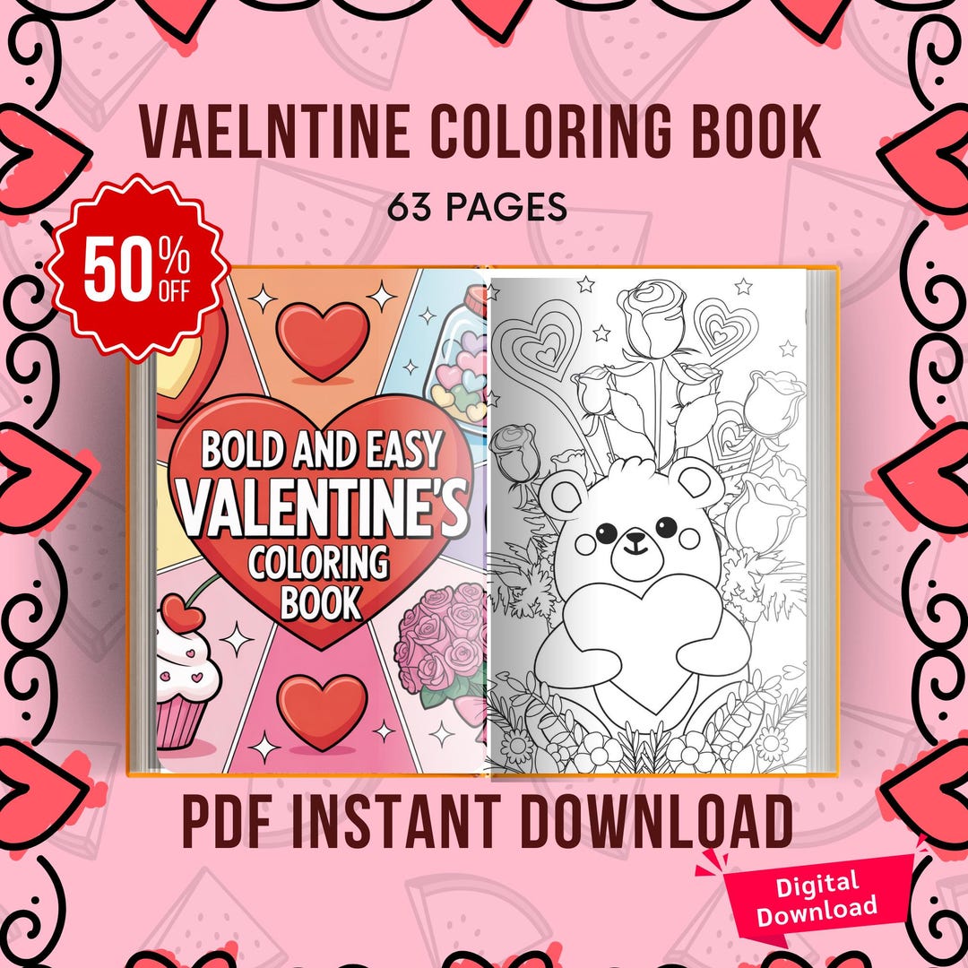Printable Valentines Coloring Pages for Kids | Digital Valentine's Day ...