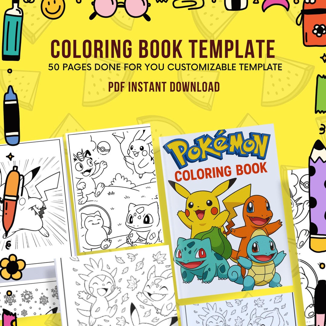 50 Pdf Printable Pikachu Pokemon Coloring Pages Gift for Kids | Instant ...