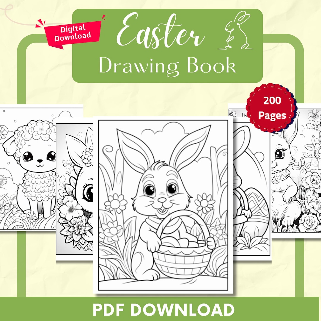 Happy Easy Easter Coloring Book, Coloring Pages of Bunny Eggs Animals ...