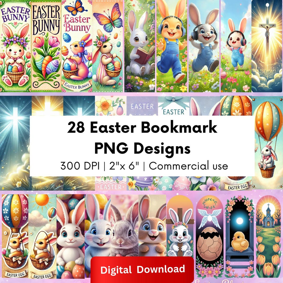 Easter Printable Bookmarks Bundle, Bunny Easter Bookmark Set, Easter ...
