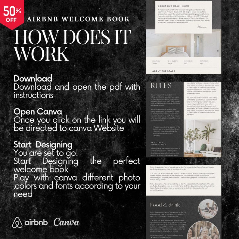 Printable Airbnb Welcome Book Template Canva Host Bundle Kit | Editable ...