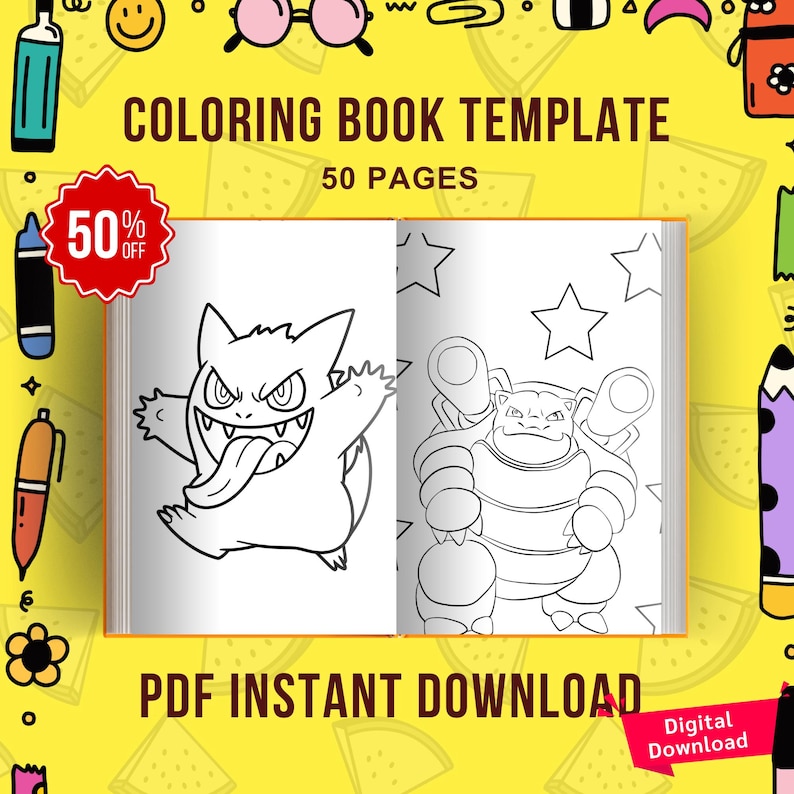 Instant Printable Pokemon Coloring Pages Gift for Kids | Personalize ...