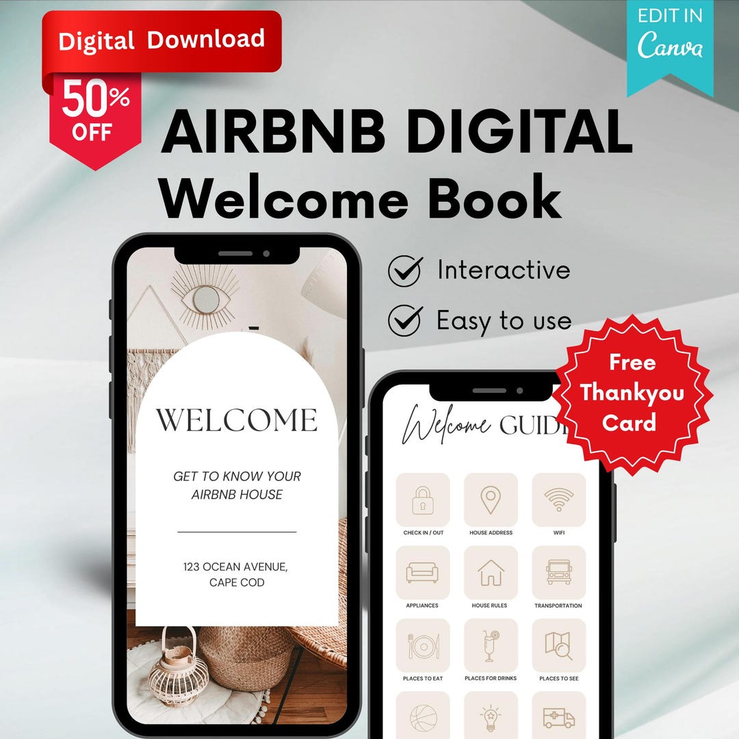 Editable Airbnb Welcome Book Template Canva Host Bundle Kit | Printable ...