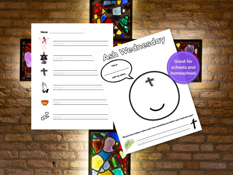 Catholic Kids Ash Wednesday Activity, Catholic School Lent Worksheet ...