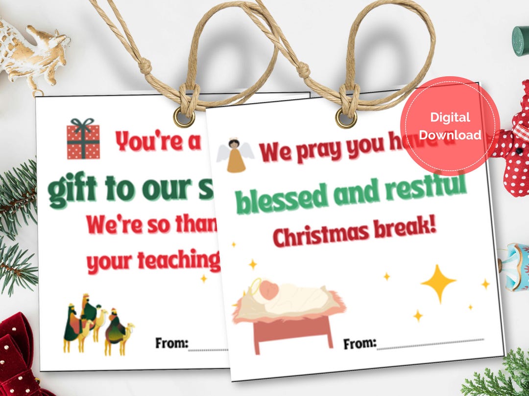 Christian Teacher Christmas Gift Tags (digital Download) - Etsy