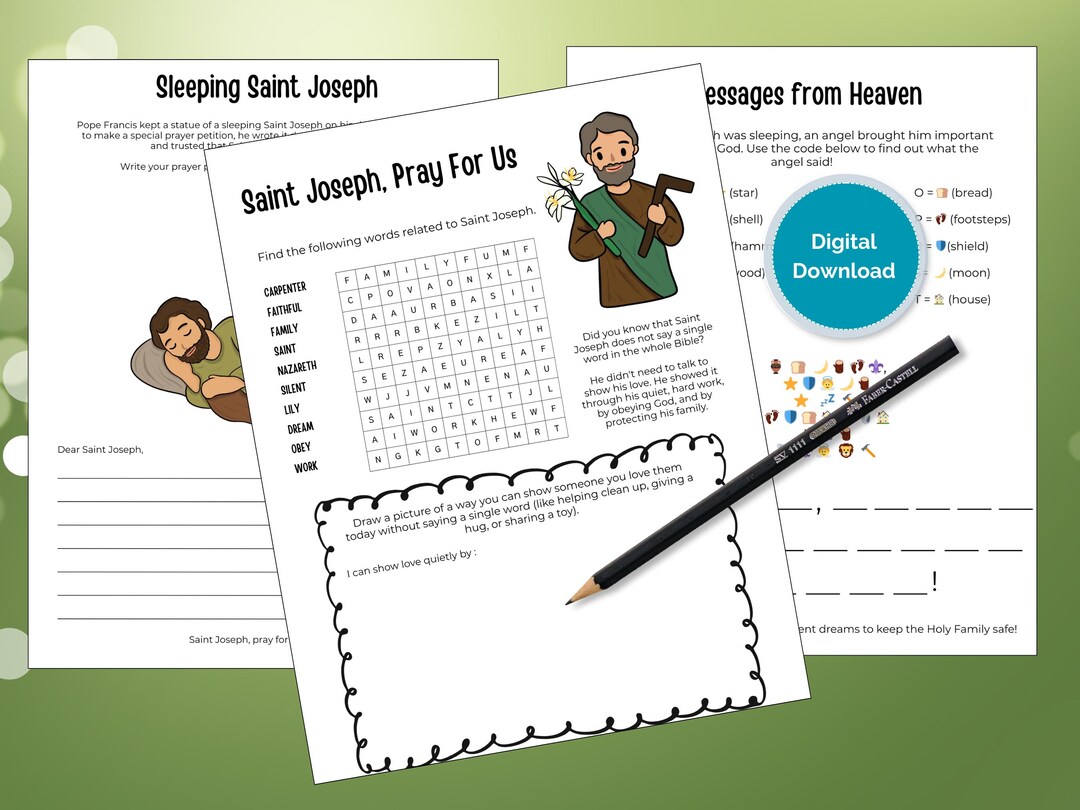 Catholic Kids Saint Joseph Worksheets, Printable Saints Activities ...