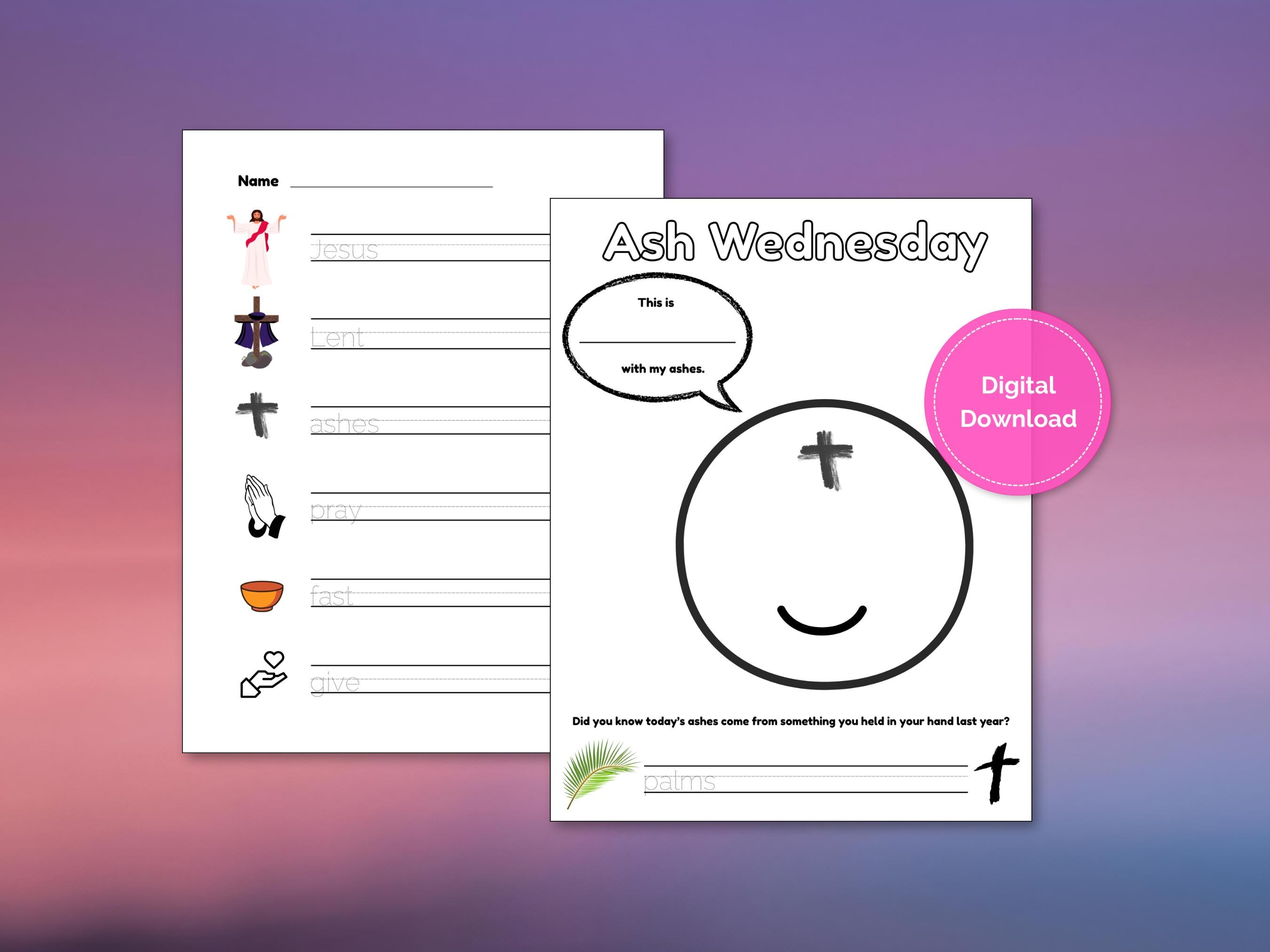 Catholic Kids Ash Wednesday Activity, Catholic School Lent Worksheet ...