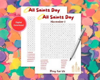 All Saints Day Word Search for Kids, All Saints Day Game Activity, Kids ...