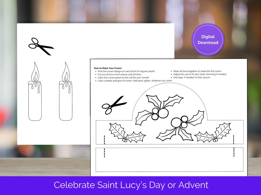 Saint Lucy Crown Craft, Kids Advent Activity (digital Download) - Etsy