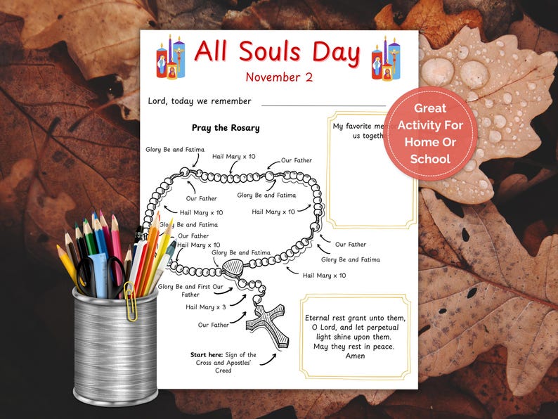 All Souls Day Kids Worksheet, Printable Catholic School Activity, Learn ...