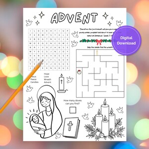 Catholic Advent Kids Activity Worksheet, Printable Advent Coloring ...