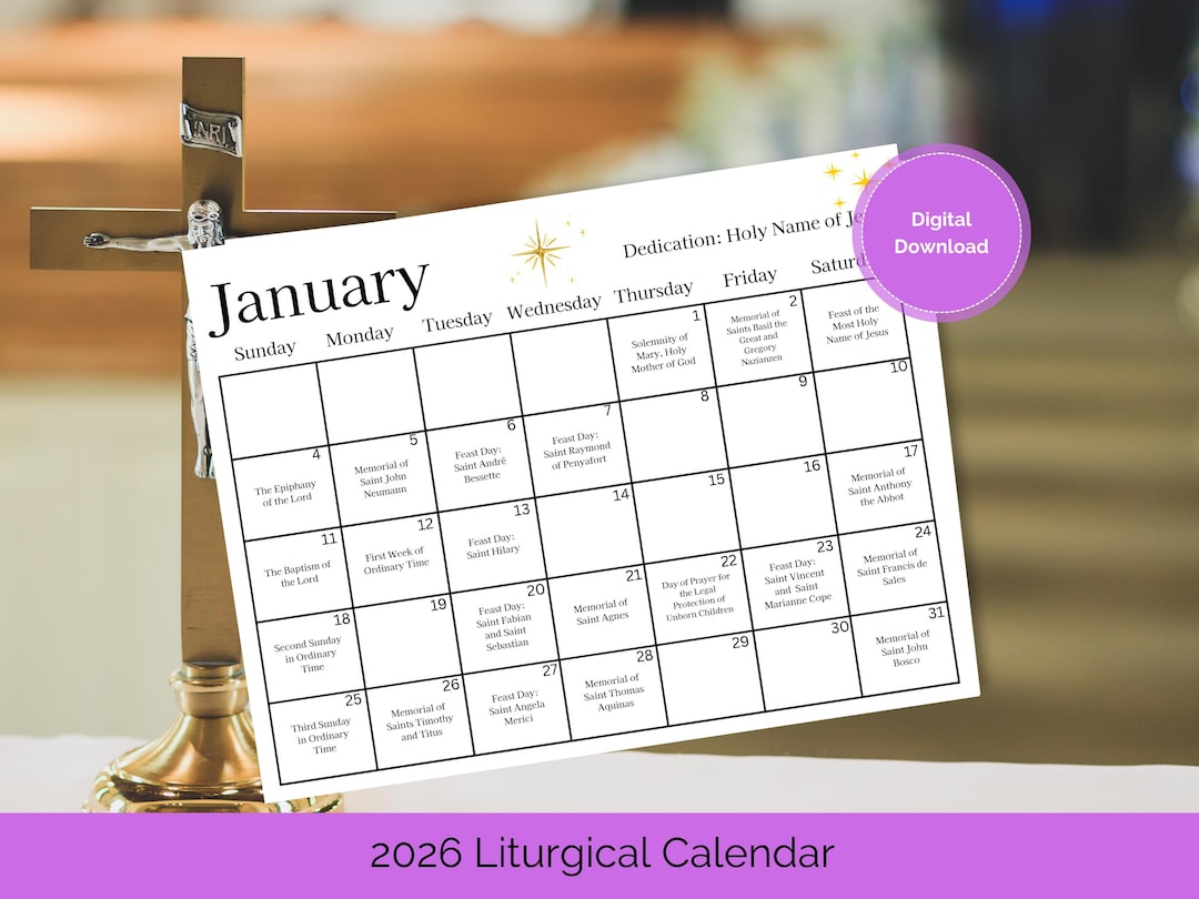 2026 Printable Catholic Liturgical Year Calendar (digital Download) - Etsy
