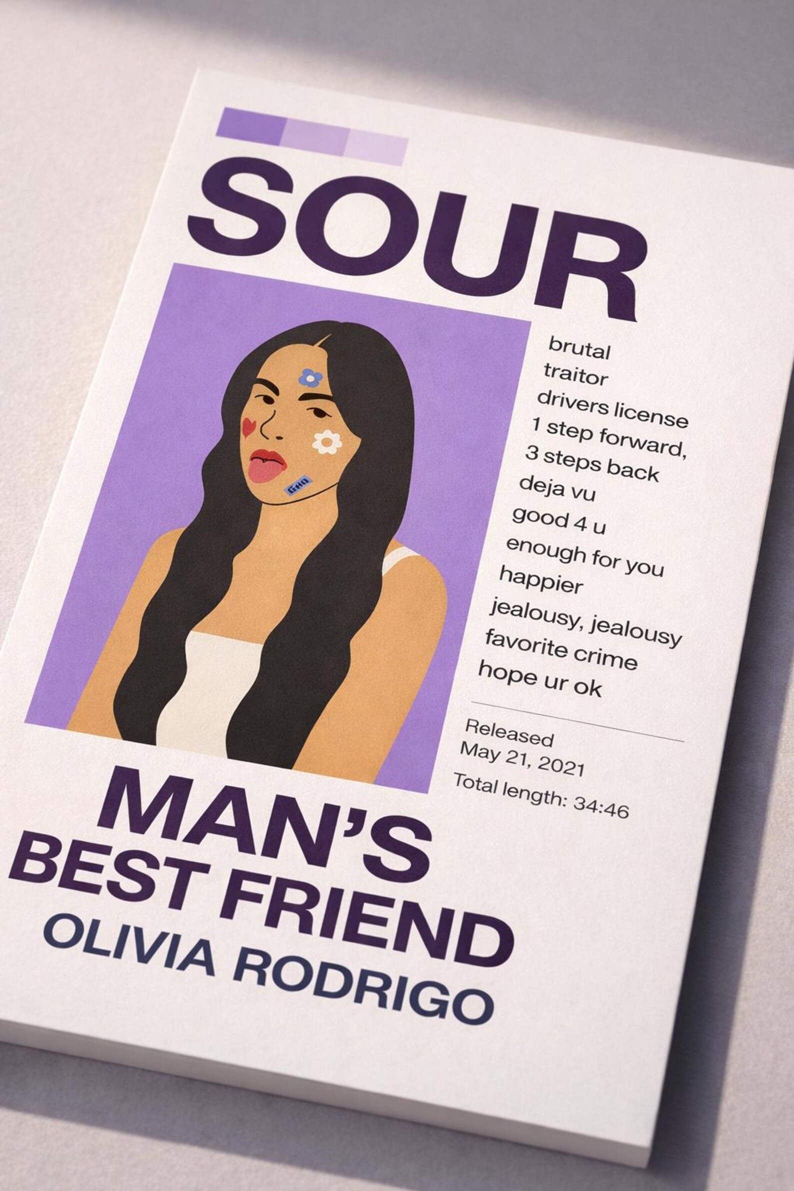 Olivia Rodrigo – SOUR Album Poster | Minimal Music Wall Art | Pop Album ...